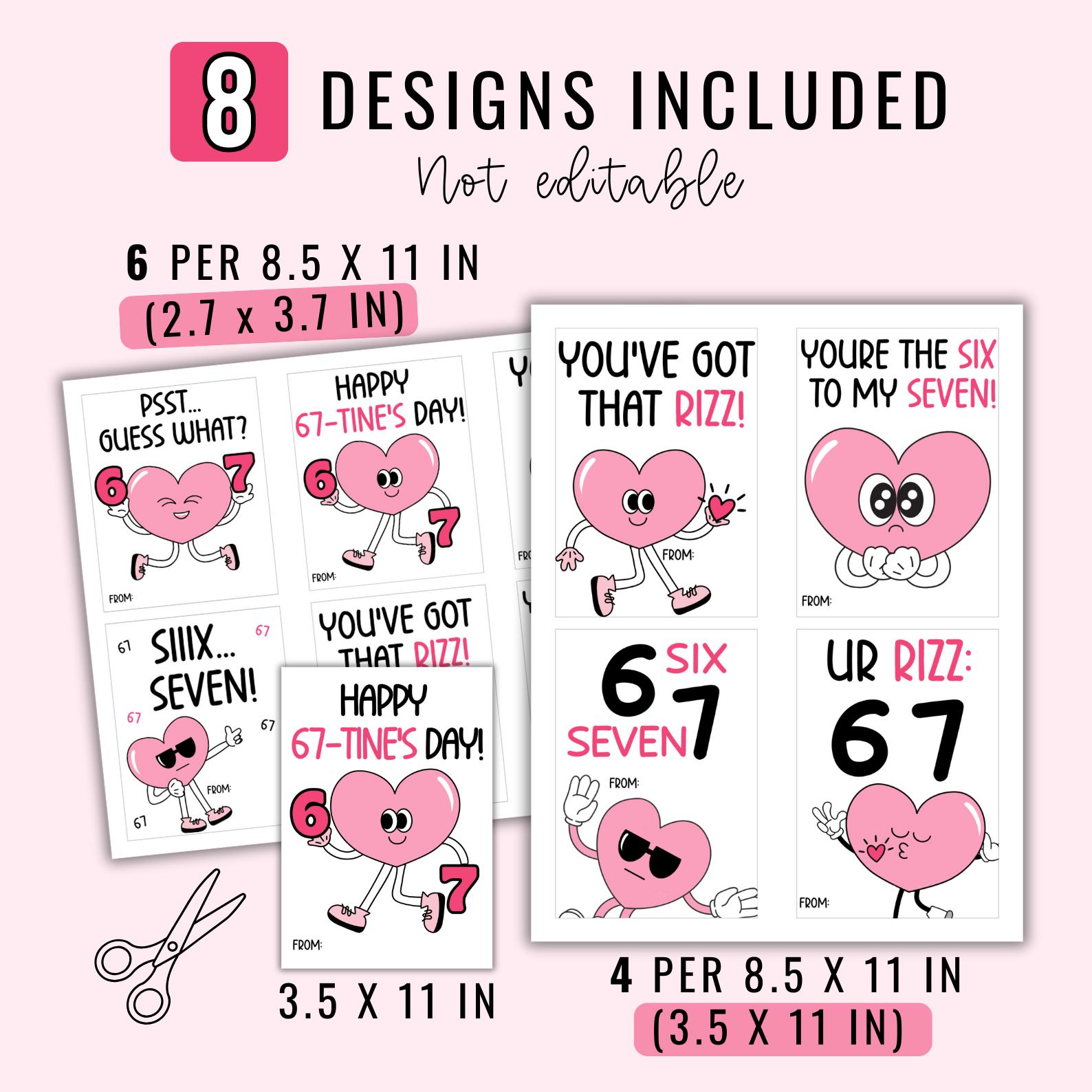 67 Slang Valentine Cards for Kids, 6 7 Printable Classroom Valentines ...