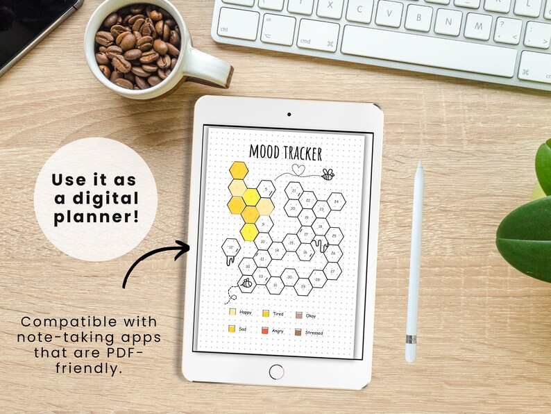 Bee Mood Tracker A5 Printable Journal Page May Mood Tracker Habit ...