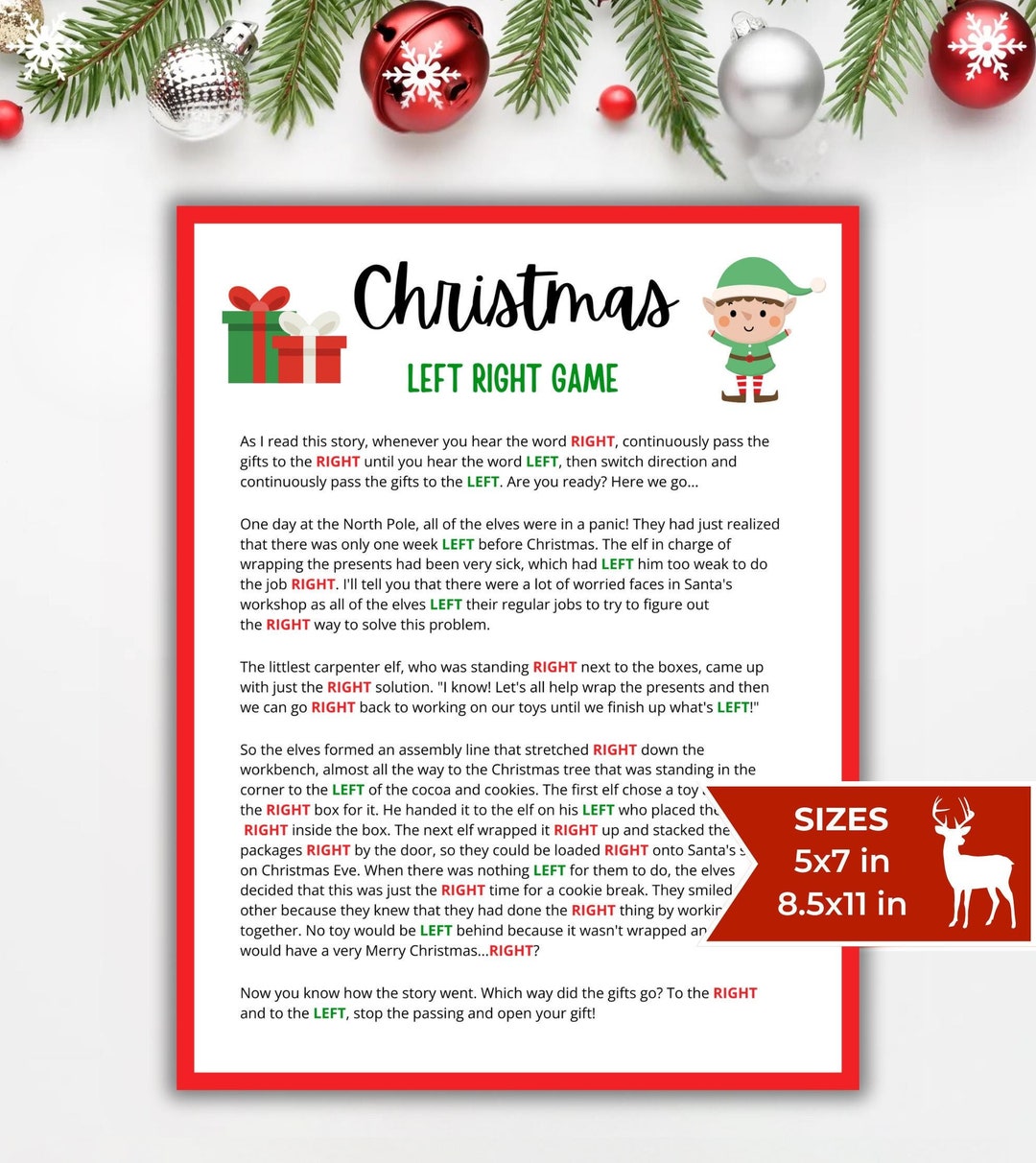 Left Right Christmas Game, Christmas Gift Exchange Game, Christmas Pass ...
