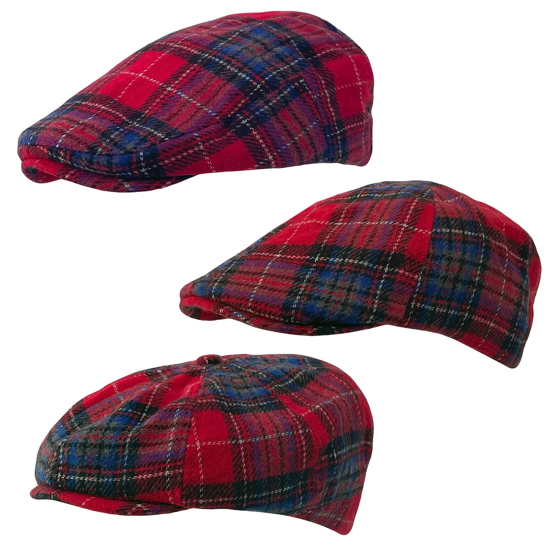 Men's Scottish Tartan Flat Cap: Wool Blend Newsboy Cabbie Hat - Etsy