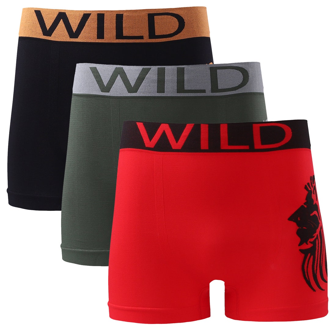 Men's HUSTLER WILD HANDS Boxer Briefs: 3-pack Novelty Seamless Trunks ...