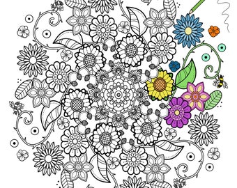 Springtime Mandala Coloring Page, Printout Download, Colouring Page ...