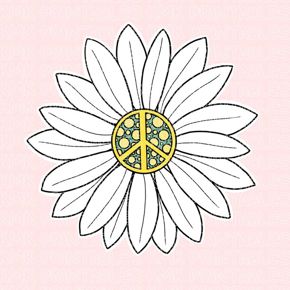 Daisy Peace Sign Clipart | Etsy