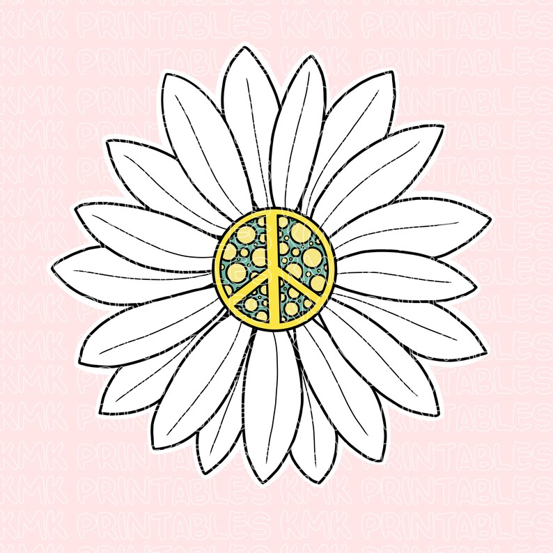 Daisy Peace Sign Clipart - Etsy