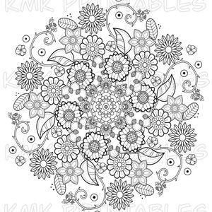 Spring Flower Mandala Coloring Page - Etsy