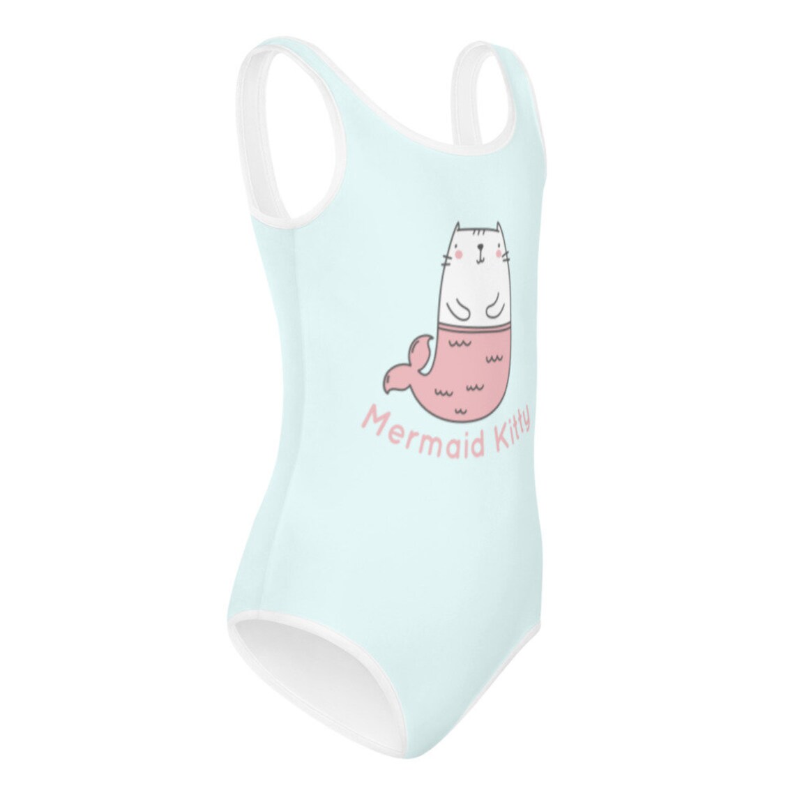 Mermaid Kitty Child Swimsuit in Ice Blue, Child Swimsuit, Summer, Beach ...