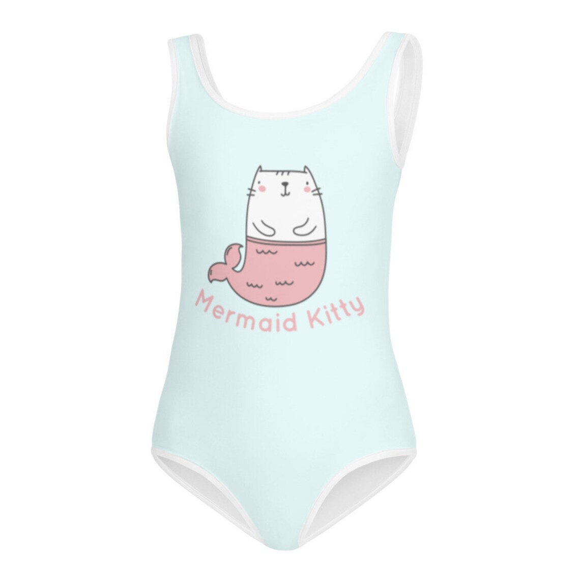 Mermaid Kitty Child Swimsuit in Ice Blue, Child Swimsuit, Summer, Beach ...