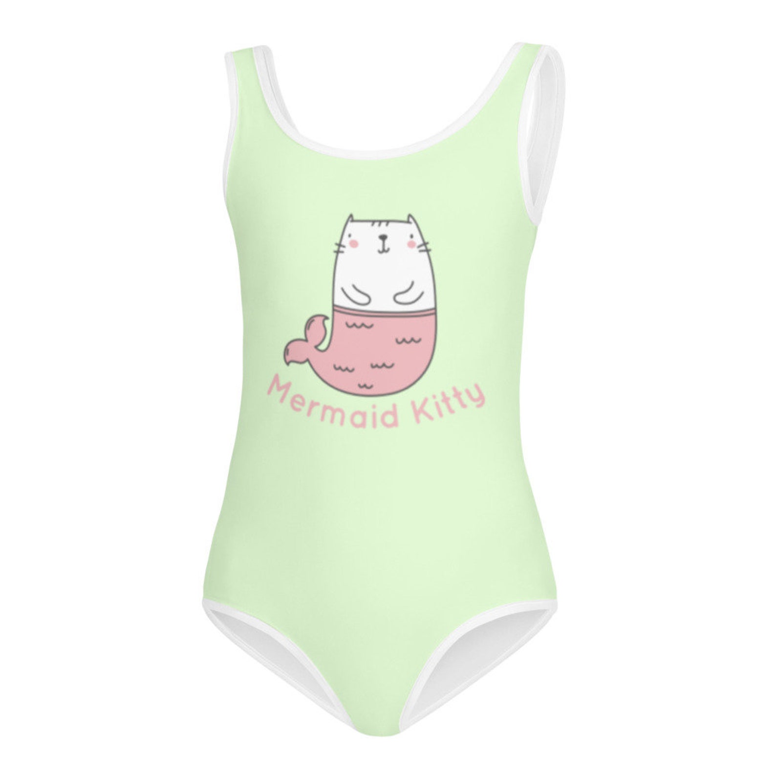 Mermaid Kitty Child Swimsuit in Ice Green, Child Swimsuit, Summer ...