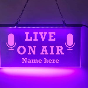 LED Light up Live on Air Sign - LED Lights - Personalised - Room ...