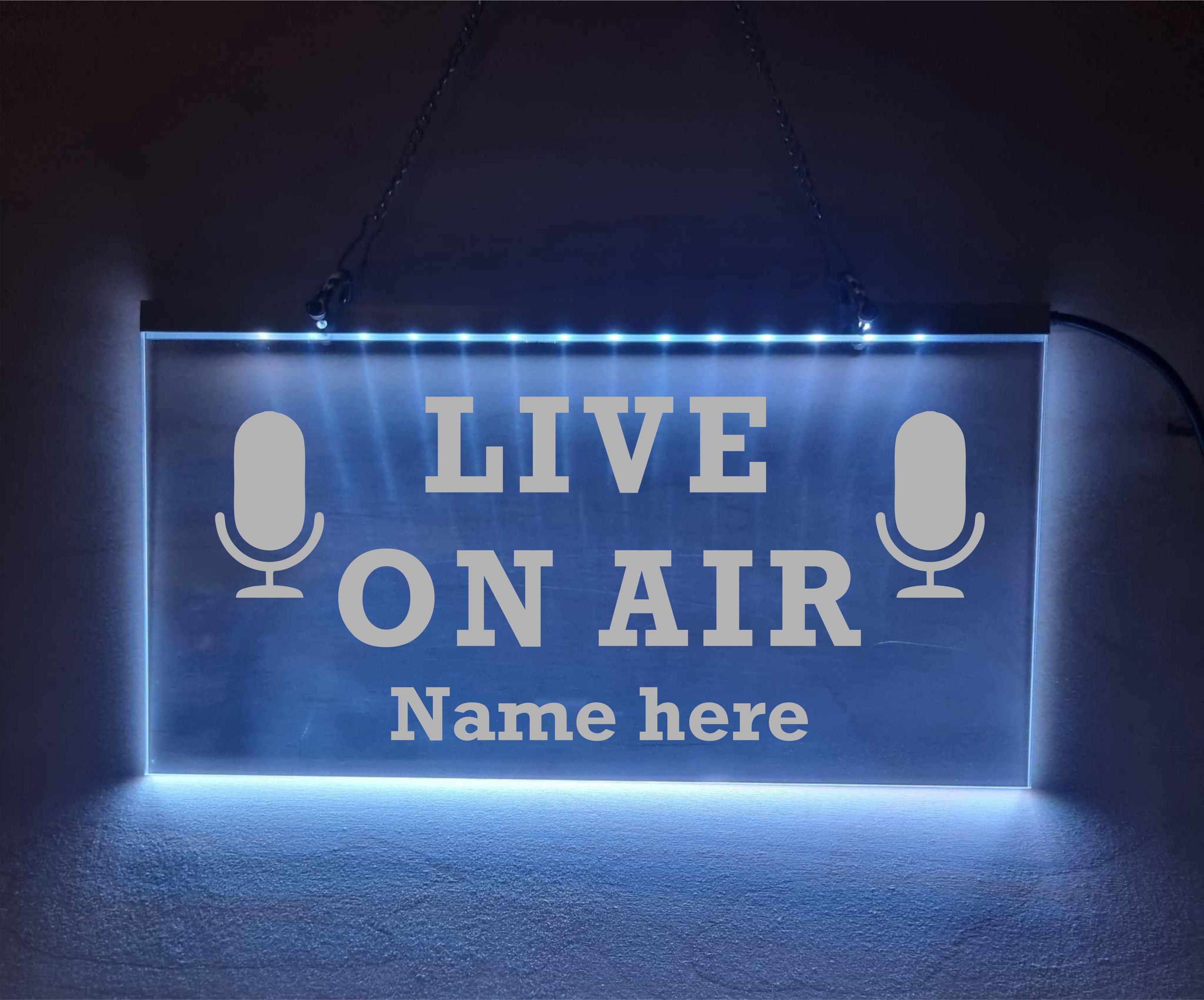 LED Light up Live on Air Sign - LED Lights - Personalised - Room ...