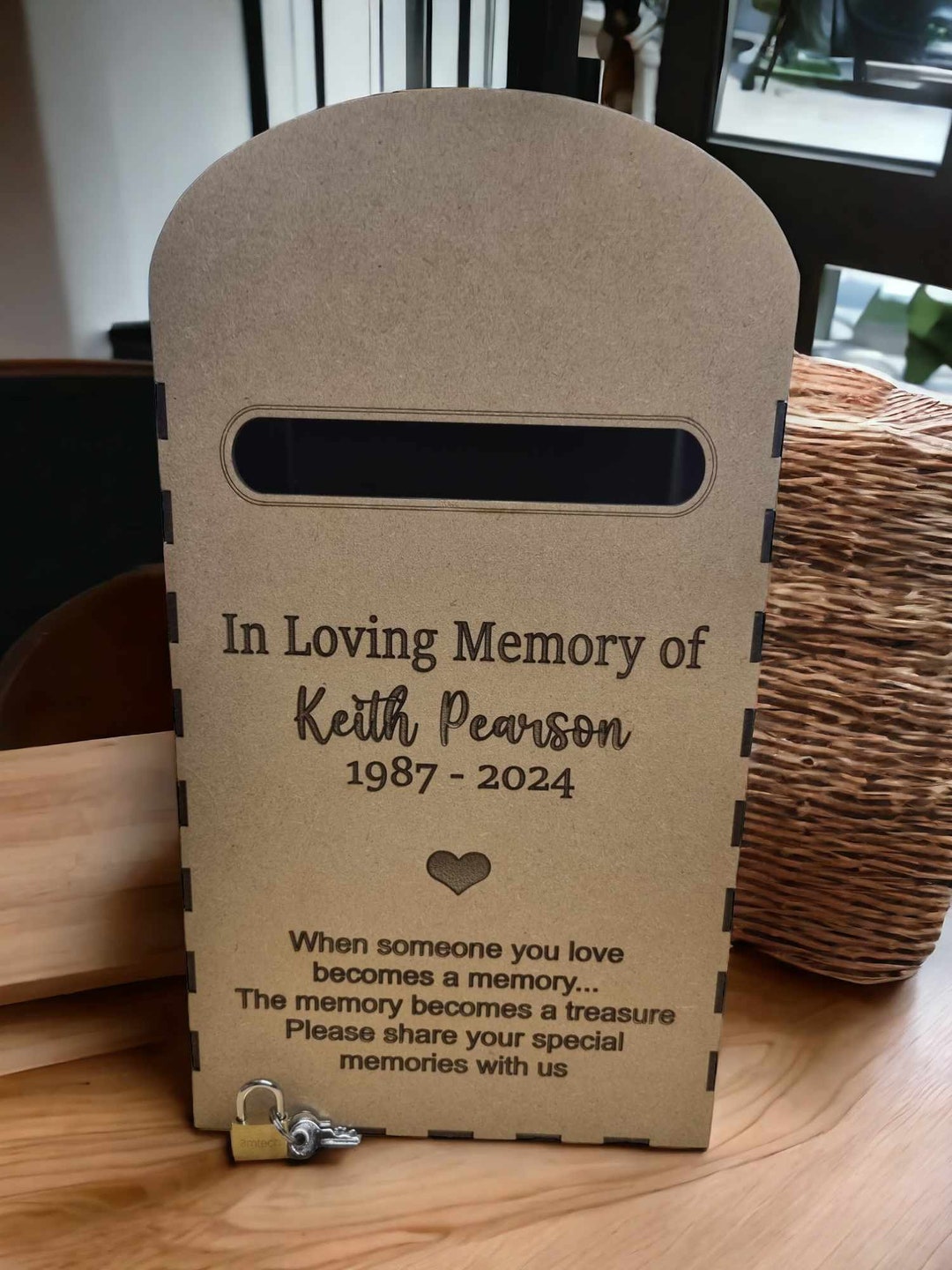 MDF Personalised Wooden Post Box - Remembrance - Funeral - Memorial ...