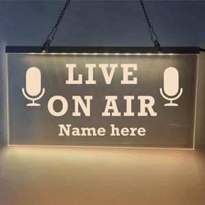 LED Light up Live on Air Sign - LED Lights - Personalised - Room ...