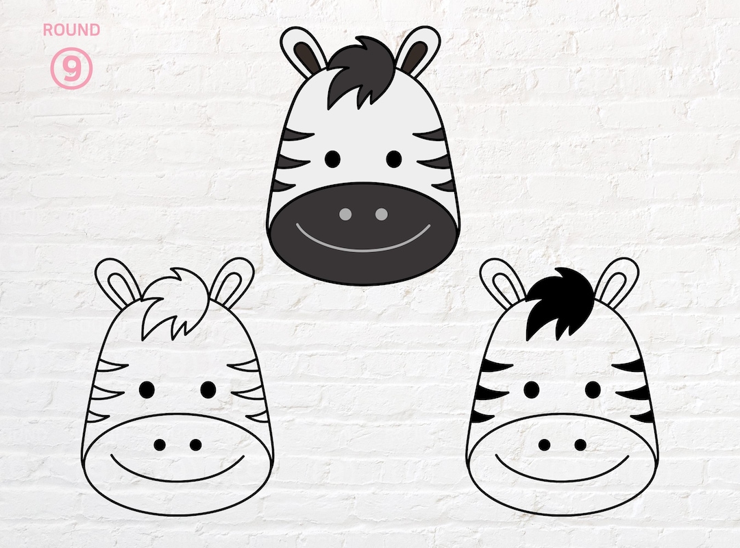 Cute Zebra Face Svg, Zebra Outline Svg, Baby Zebra Svg, Png, Dxf, Eps ...