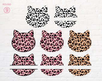 Leopard Print Cat Saved in Svg and Png Files, Cat Silhouette Clipart ...