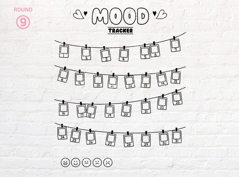 MOOD Tracker Photo Svg, MOOD 31day-28day Svg, Png, Dxf, Eps, Pdf - Etsy