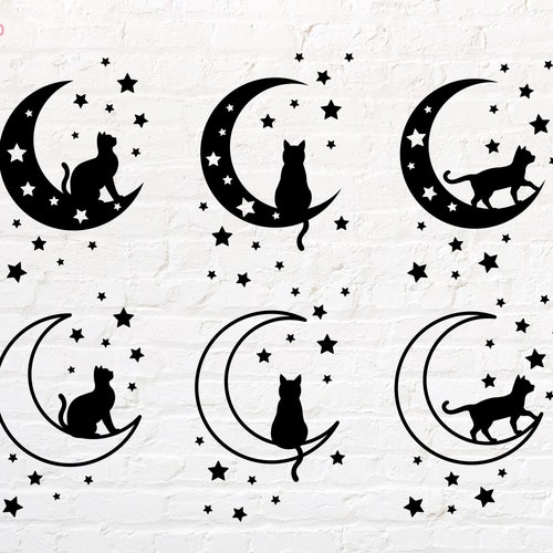 Moon Cat Svg Png Dxf Eps Pdf - Etsy