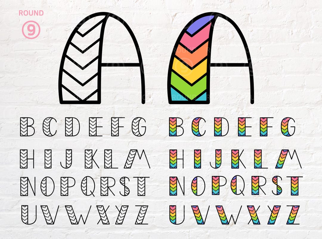 Chevron Alphabet Svg, Outline Alphabet Svg, Png, Dxf, Eps, Pdf - Etsy