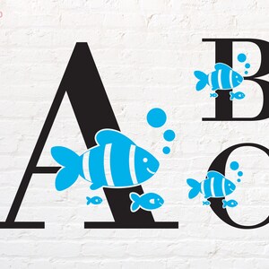 Fish Alphabet Svg, Colorful Fish Monogram Svg, Png, Dxf, Eps, Pdf - Etsy
