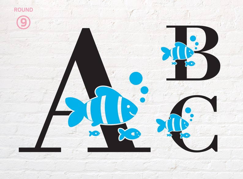 Fish Alphabet Svg Colorful Fish Monogram Svg Png Dxf Eps | Etsy