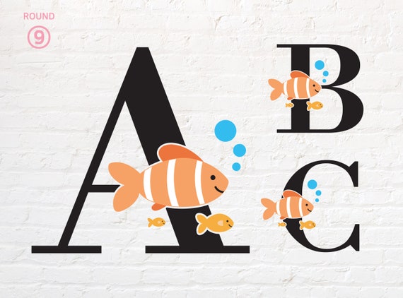 Fish Alphabet Svg Colorful Fish Monogram Svg Png Dxf Eps - Etsy