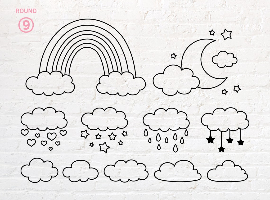 Cloud Svg Cloud Outline Svg Png Dxf Eps Pdf - Etsy