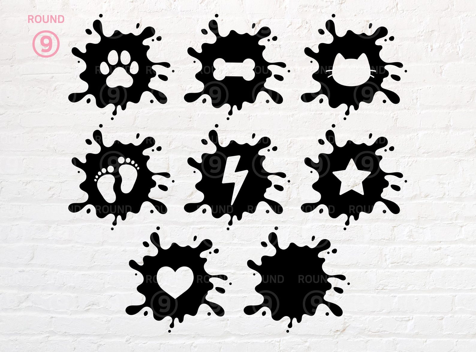 Ink Heart Svg, Ink Paw Svg, Ink Baby Svg, Ink Lightning Svg, Png, Dxf ...