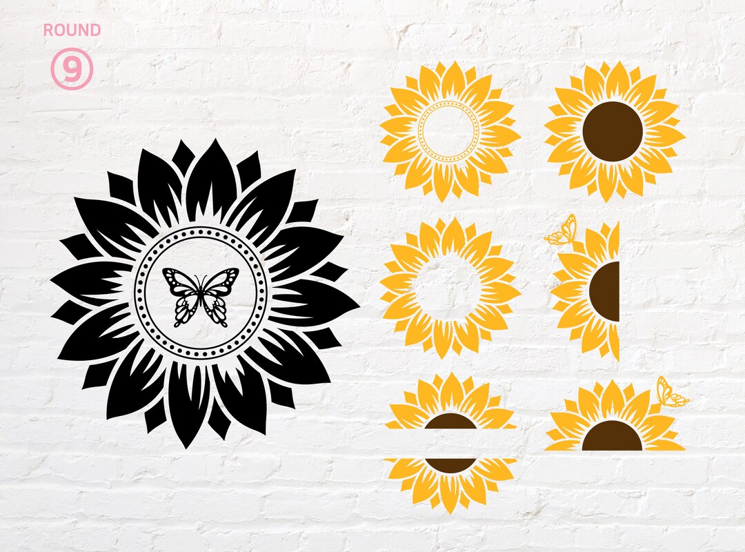 Sunflower Svg, Sunflower With Butterfly Svg, Png, Dxf, Eps, Pdf - Etsy