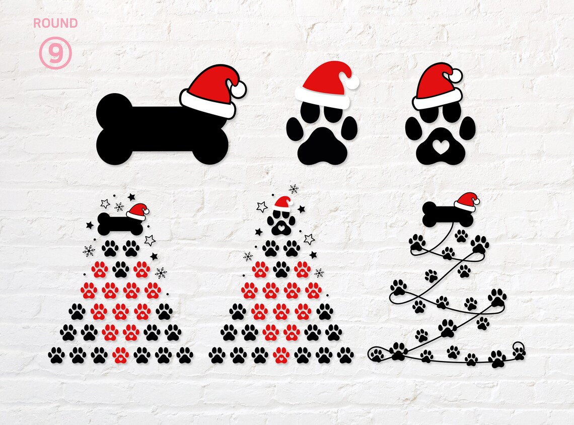 Christmas Dog Paw Svg Png Dxf Eps Pdf - Etsy