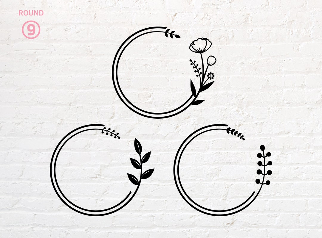 Leaves Circle Svg, Double Frame Svg, Png, Dxf, Eps, Pdf - Etsy