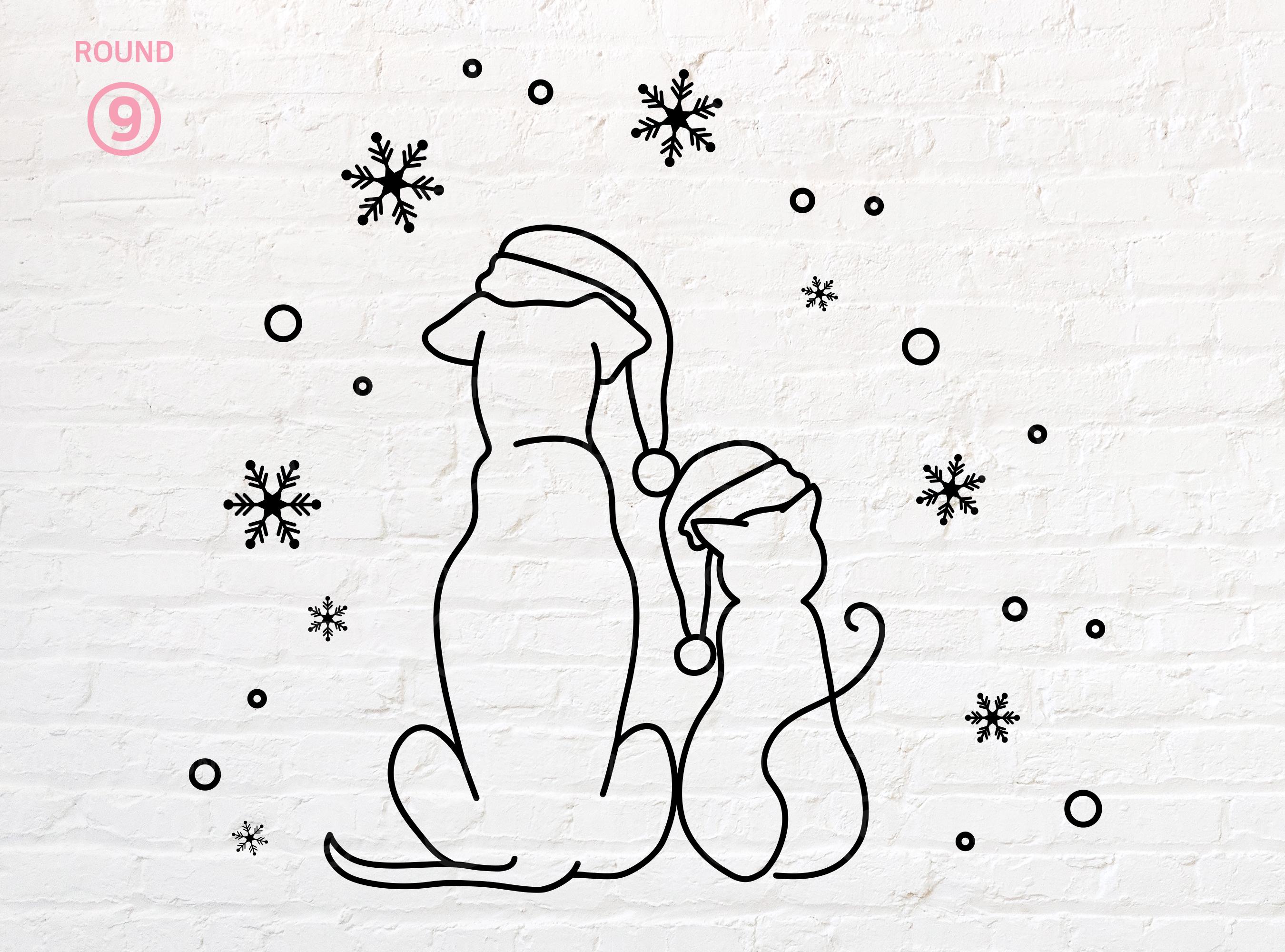 Christmas Dog and Cat Outline Svg, Png, Dxf, Eps, Pdf - Etsy Canada