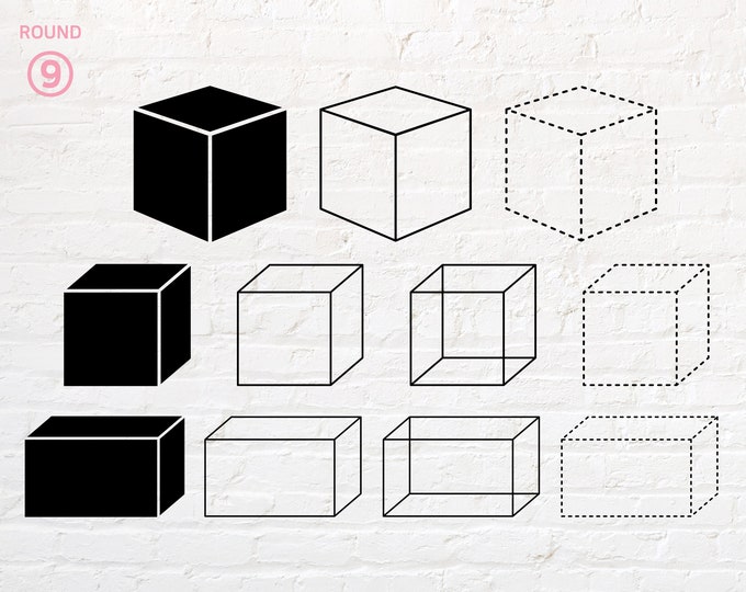Cube Outline SVG, 3D Shapes Clipart, Geometry Vector Art, Square Block ...