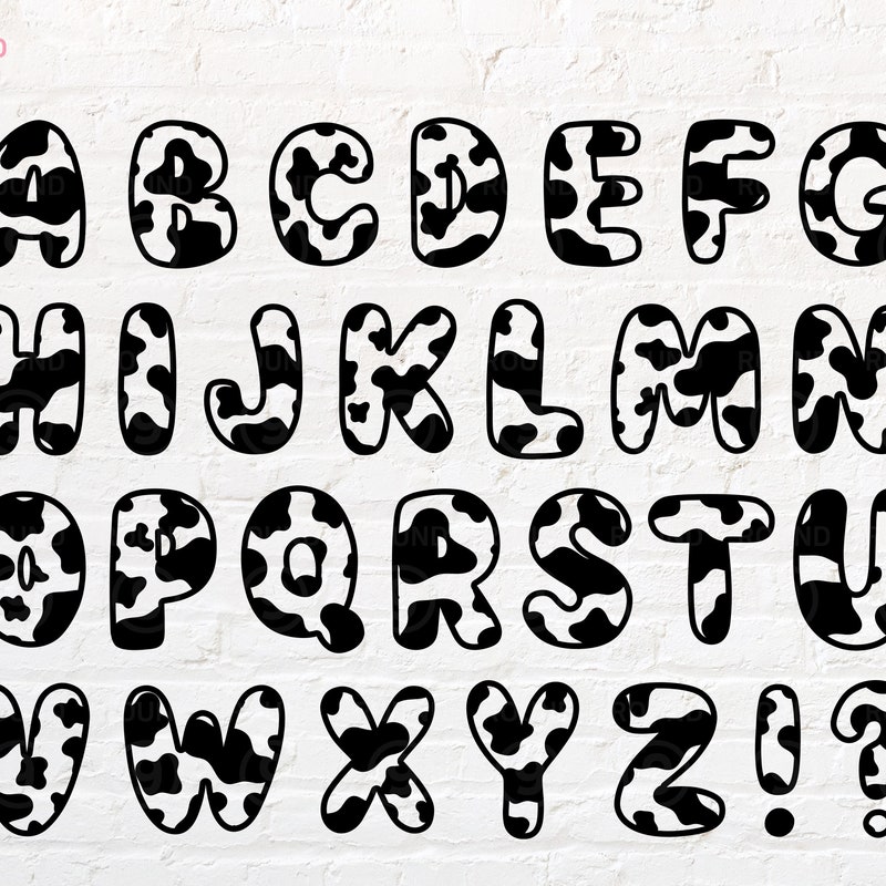 Cow Print Font - Etsy