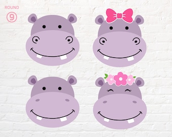 Hippo Face Svg / Dxf / Eps / Png Files. Digital Download. Compatible ...