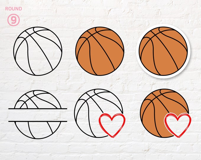 Basketball Heart SVG Cut File for Cricut & Silhouette, Heart Shaped Basketball Ball SVG Clipart ...
