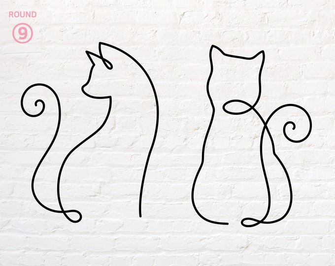 Four Cat Outline SVG & PNG - Etsy Canada