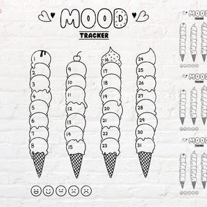 MOOD Tracker Icecream Svg, MOOD 31day-28day Svg, Png, Dxf, Eps, Pdf - Etsy