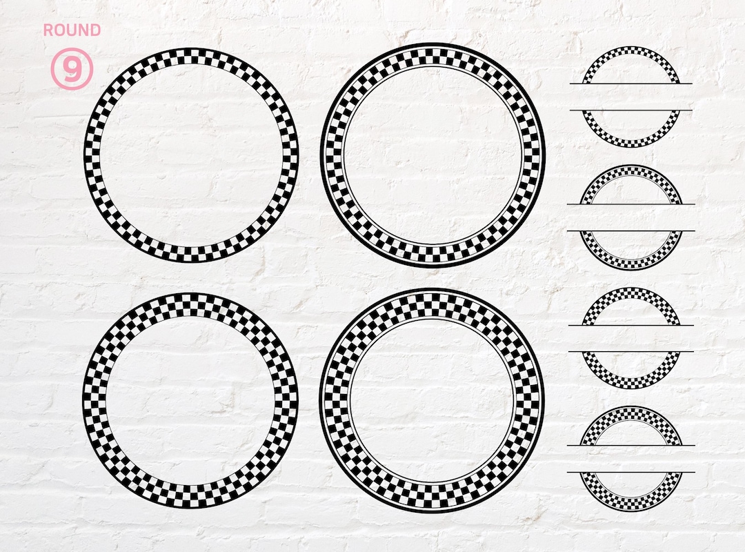 Checked Circle Frame Svg, Png, Dxf, Eps, Pdf - Etsy