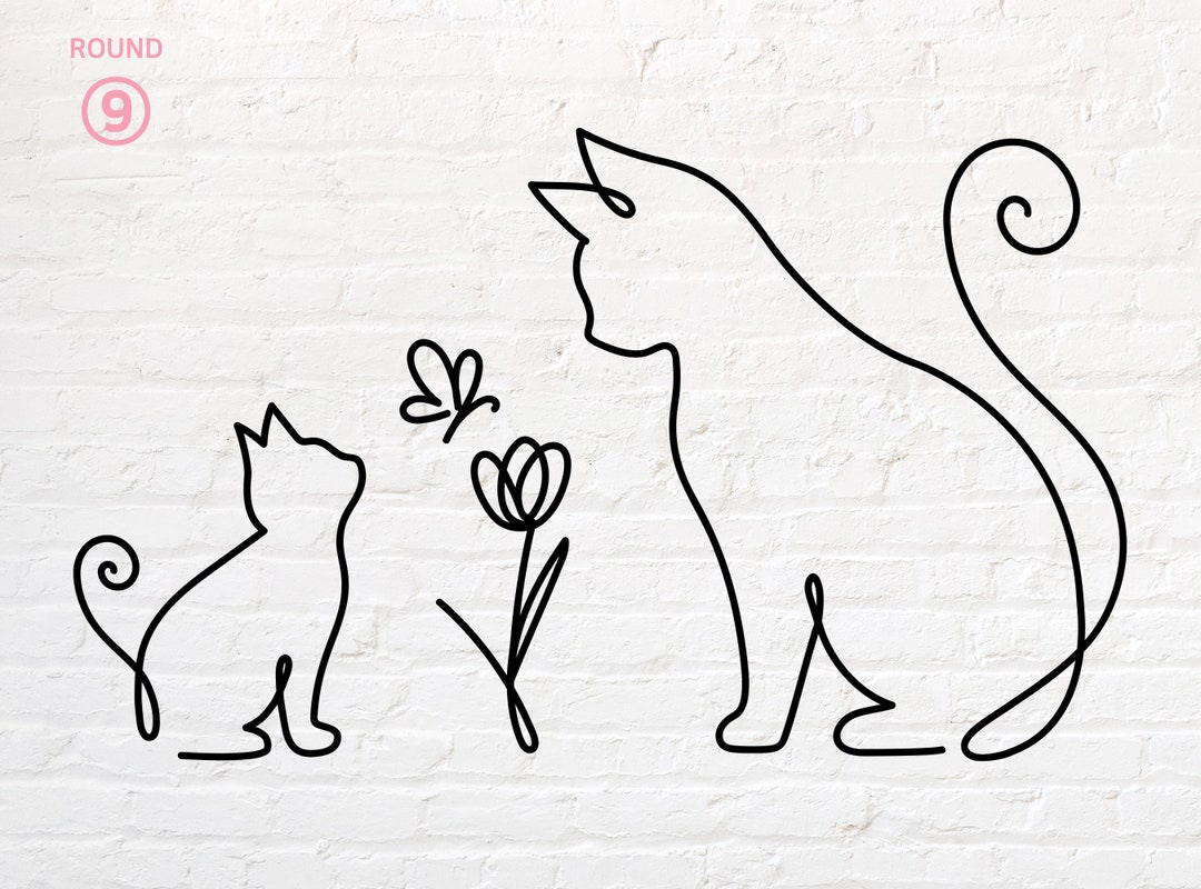 Cat Outline Svg, Png, Dxf, Eps, Pdf - Etsy