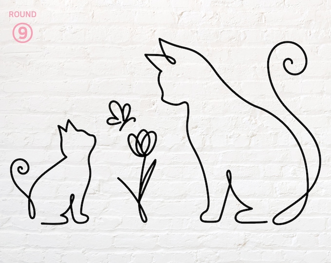 Four Cat Outline SVG & PNG - Etsy Canada