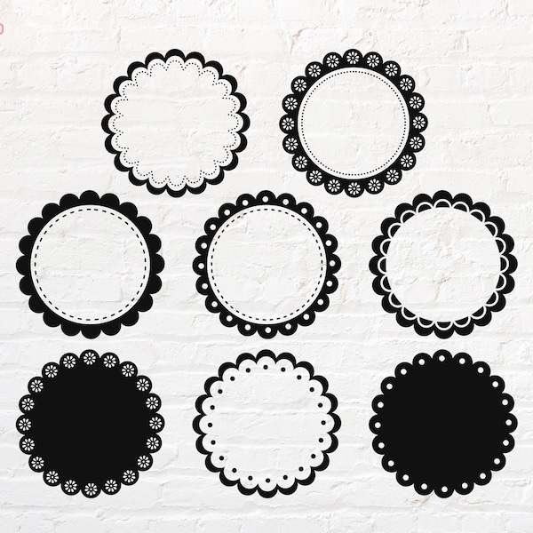 Scalloped Circle Svg - Etsy