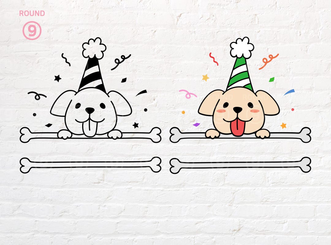 Birthday Dog Monogram Svg, Png Dxf Eps Pdf, Happy Dog Svg, Confetti Dog ...