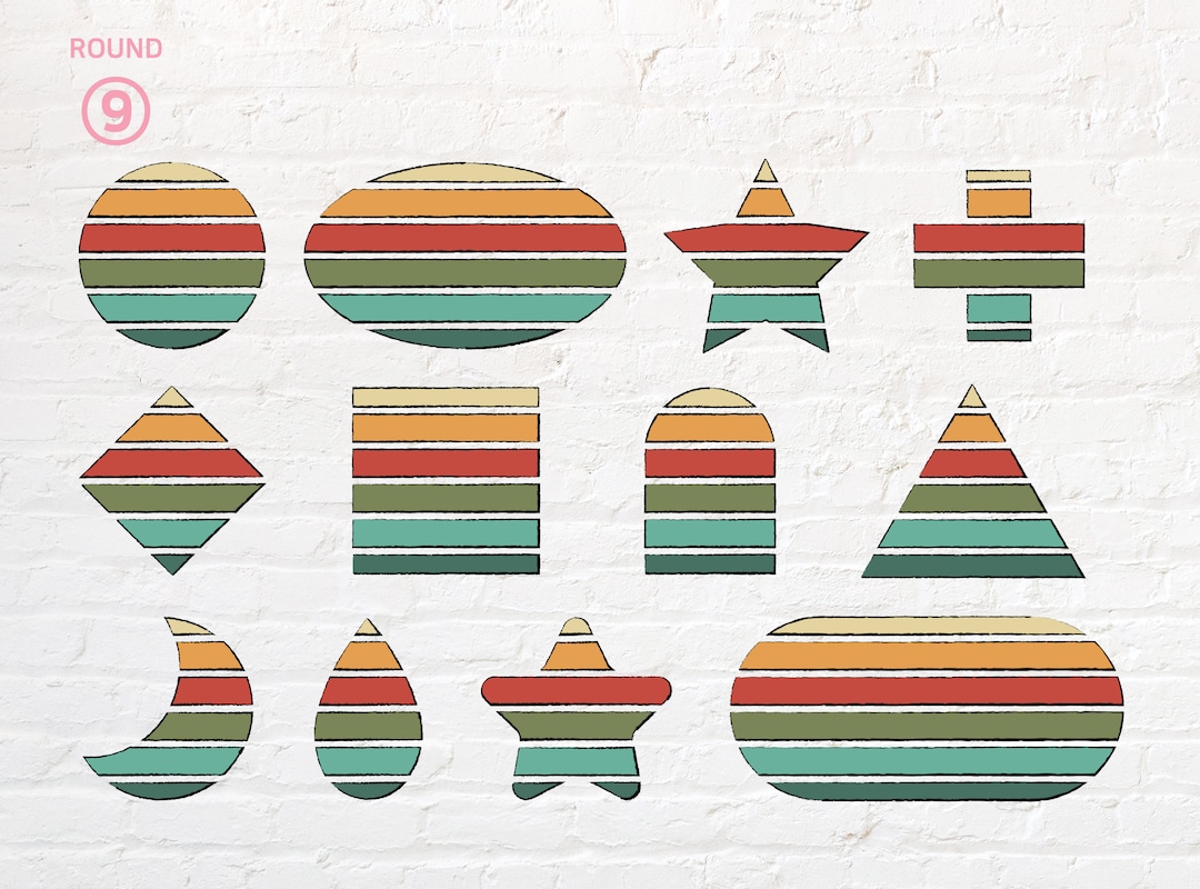 Retro Split Shapes Svg, Png, Dxf, Eps, Pdf - Etsy