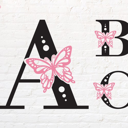Butterfly Alphabet SVG Letters A-Z Monogram Font PNG Image - Etsy