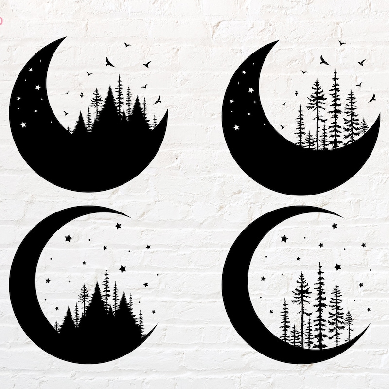 Moon and Tree - Etsy
