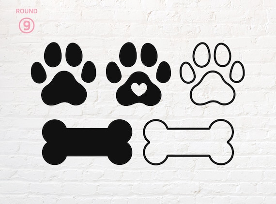 Dog Paw Outline svg Dog Bone Outline svg png dxf eps pdf - Etsy México