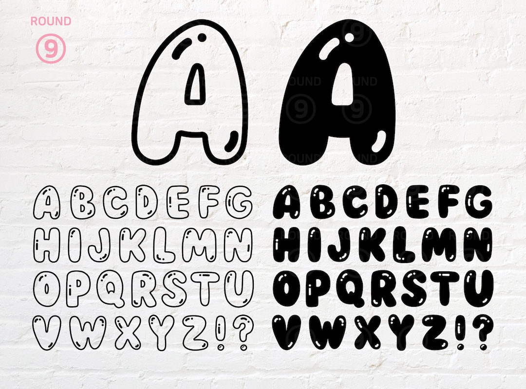 Bubble Font Svg, Bubble Font Outline Svg, Png, Dxf, Eps, Pdf - Etsy