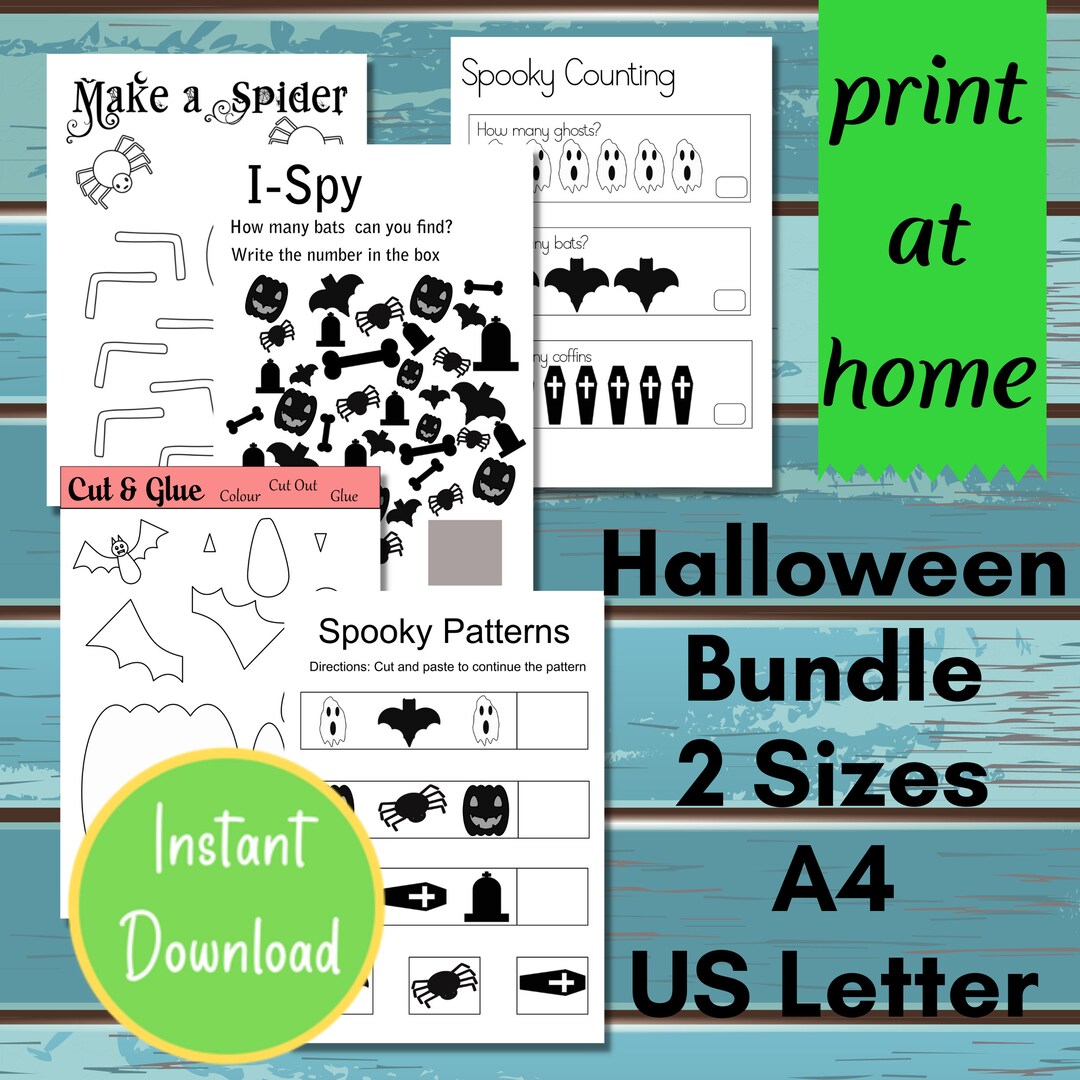 Halloween Worksheets Bundle for Kindergarten Digital Download - Etsy