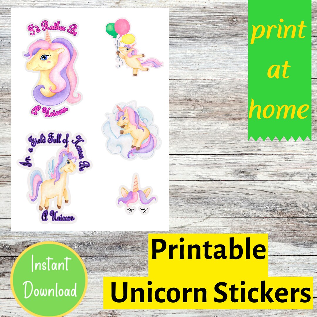 Digital Printable Unicorn Stickers, PNG, JPG, Print and Cut - Etsy