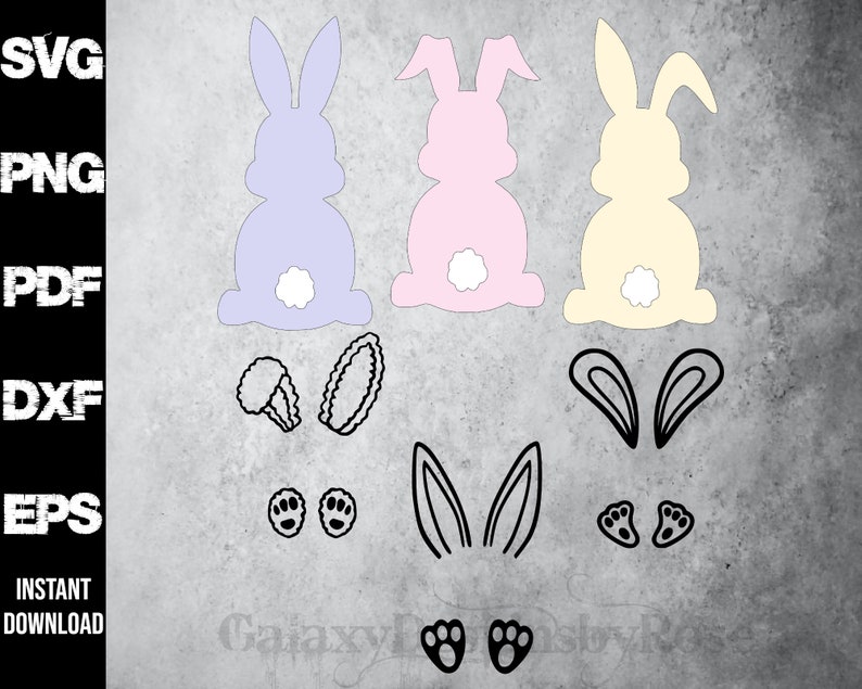 SVG Easter Bunny Silhouette Png Pdf Dxf Eps Bunny Ears - Etsy