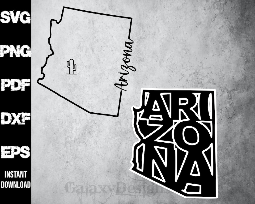 SVG Arizona State, Png, Pdf, Dxf, Eps, Arizona Outline Svg, Cactus Svg ...